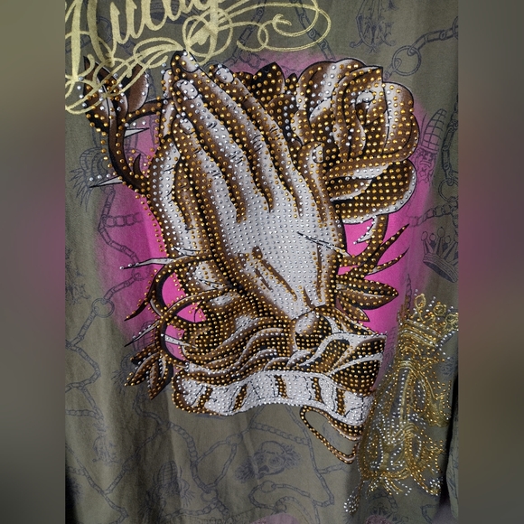 Christian Audigier | Tops | Christian Audigier Top Praying Hands | Poshmark